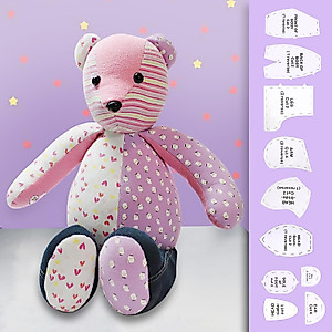 10 PCS Memory Bear Template Ruler Set with Instructions - Memory Bear Sewing Patterns Template, PC Material Quilting Template Cutting Set (10 inch)
