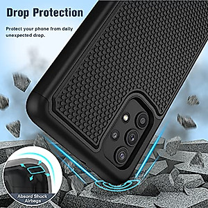 JXVM for Samsung Galaxy A32 5G Case: Dual Layer Protective Heavy Duty Cell Phone Cover Shockproof Rugged with Non Slip Textured Back - Military Protection Bumper Tough - 6.5inch (Matte Black)