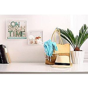SimplyImagine Floating Acrylic Cube Shelf - Set of 2 Square Hanging Wall Mount Display Storage Shelves for Photos, Toys, Books, Decorative, More