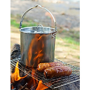 DZRZVD Camping Coffee Kettle and Mugs Set - Stainless Steel Pot with Collapsible Handle and Lid - Boiling Water with Open Fire for Hiking Backpacking Picnic Outdoor - 1.2 L