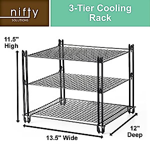 Nifty 3-Tier Cooling Rack – Non-Stick Coating, Wire Mesh Design, Dishwasher Safe, Collapsible Kitchen Countertop Organizer, Use for Baking Cookies, Cakes, Pies