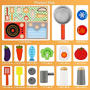 TOY Life Wooden Kitchen Sets for Kids, Wooden Play Food, Wooden Food Toys, Wooden Kitchen Toys, Wooden Play Set, Wooden Puzzles for Toddlers, Toy Cooking Set for Toddlers