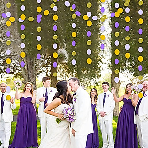 4pcs Purple and gold Garland Circle Dots Party Hanging Decorations for Birthday Wedding, Baby Shower, Classroom Candyland purple