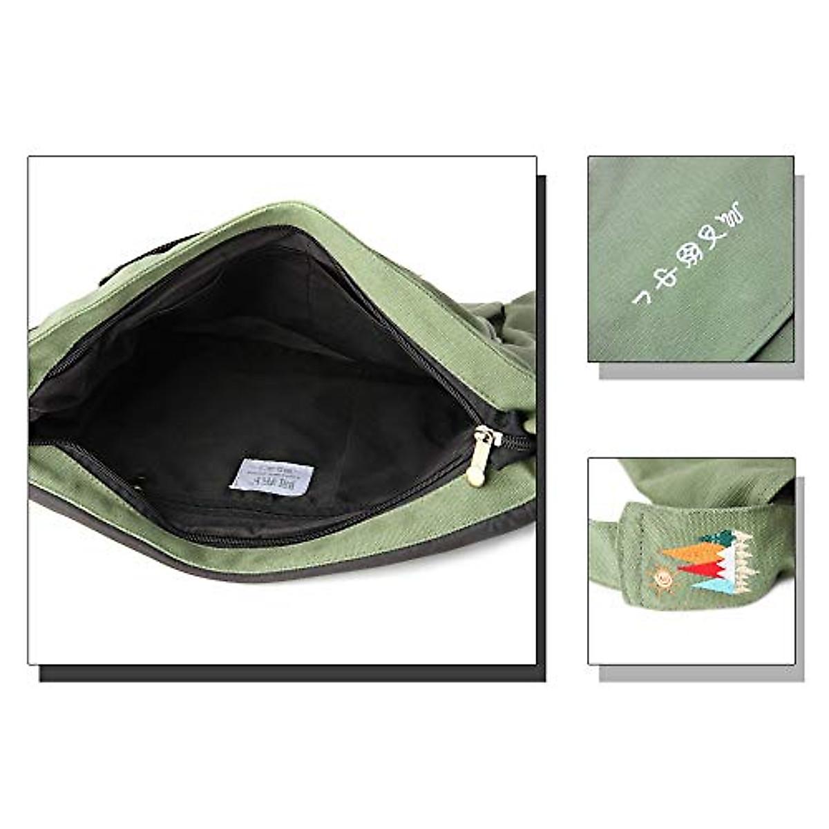 Togood Literary Canvas Crossbody Bag Casual Shoulder Bag Hobo Bags Fashion Simple Student Bag for girls (Green)