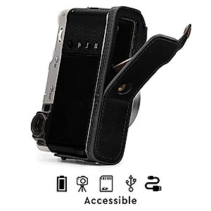 MegaGear MG1894 Ever Ready Genuine Leather Camera Half Case Compatible with Fujifilm X100V - Black