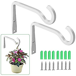 6 inch Plant Hanger Wall Hooks for Hanging Bracket Lanterns Coats Heavy-Duty Metal Hooks for Plant Hangers Flower Basket Lights and Artworks Home Decor Indoor & Outdoor 2 Pack Screws Included