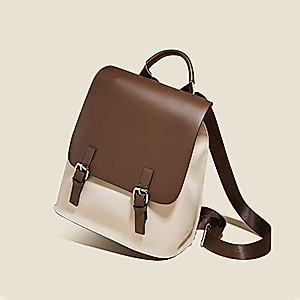 LAORENTOU Cowhide Leather Backpacks for Women Small Backpack Purse Convertable Straps Daypack Valentines Day (02 White, One Size)