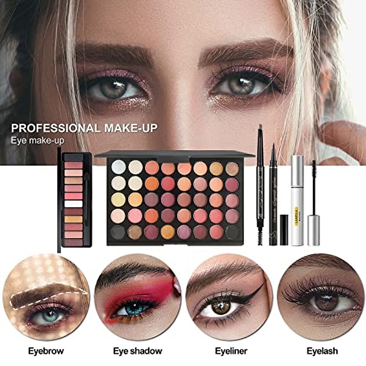 MISS ROSE M All In One Makeup Kit, Makeup Kit for Women Full Kit,Multipurpose Women's Makeup Sets,Beginners and Professionals Alike,Easy to Carry (Black)