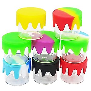 vitakiwi 6ml Round Glass Concentrate Container Airtight with Silicone Lid Multi Use Jars (8)