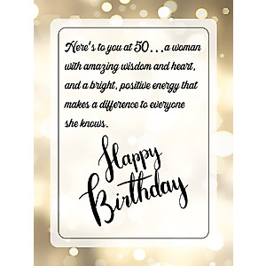 50th Birthday Cards For Women - | Made From Real Bamboo | 6" X 4.5" - 1 Pack (Envelope Included) | Laser Cut, Party Themed 50th Birthday Card for Wife, Mom, Aunt, Sister, Friend, her etc.