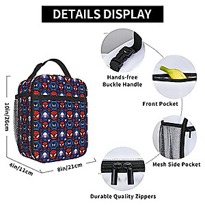 KKNQRZ Lunch Bag for Boys Insulated Lunch Box Reusable Prepare SuperHero Lunch Box for Meal School Travel Tote Daily Storage