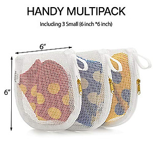 AZZUTORK No/Brand 3 Packs Delicate Laundry Bags for Reusable Face Masks and Reusable Makeup Remover Pads,Fine Mesh Wash Bags,Use YKK Zipper, with Hanger Loop, Portable Mask Storage Bag (3 Small)