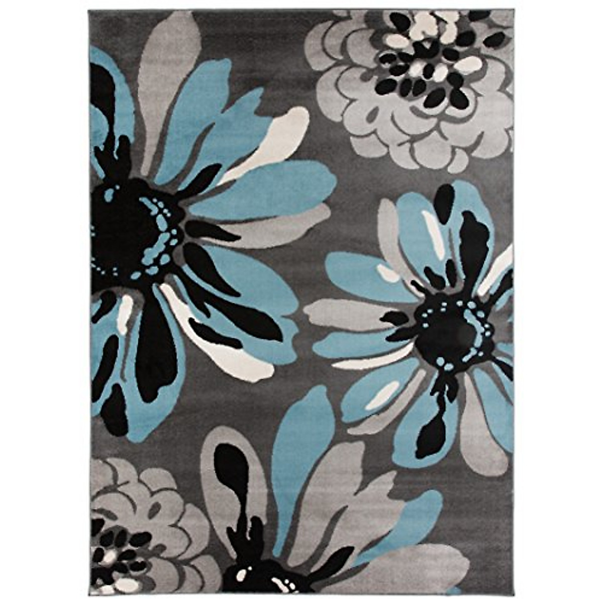 Rugshop Modern Flowers Area Rug 5' 3" x 7' 3" Blue
