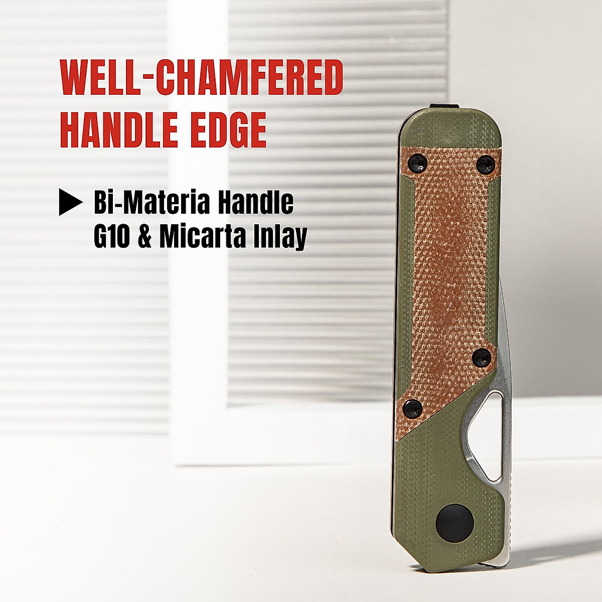 Kizer Mini Militaw Pocket Knife for EDC, 2.82'' D2 Blade Folding Knife, Brown & Green G10 Handle Small EDC Knife with Pocket Clip, Camping Hunting Knife for Men Women Gift V3634SM2