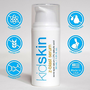 Kidskin - Z-Blast Serum, for Face Acne, Skin Care for Kids, Pre-Teen and Teen Skin Ages 9-17, Vegan-and-Cruelty-Free Acne Prone Skin Care, 1 fl oz