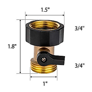 Awpeye Heavy Duty Brass Shut Off Valve Garden Hose Connector，3PCS 3/4" Water Hose Single Shut Off Valve Garden Hose Connector