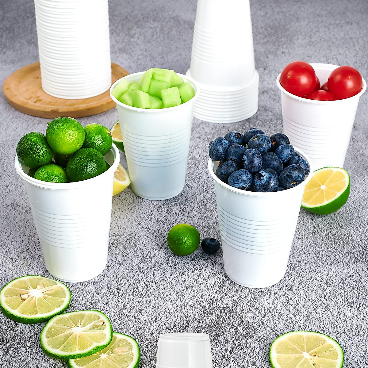 Lilymicky 500 Pack 7 oz Disposable Plastic Cups, Drinking Cups, White Party Cups for Birthday Parties, Picnics, Ceremonies, and Wedding