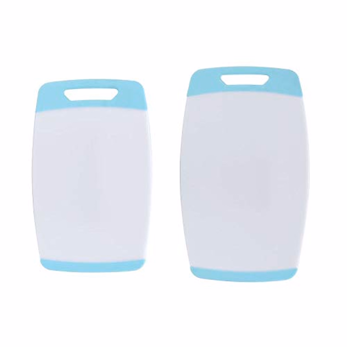 Farberware Nonstick Poly Cutting Board Set, 2-Piece, White with Aqua Trim