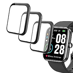 smaate Screen Protector for S2 1.69 inch, Compatible with TOZO S2 smartwatch, 3-Pack, 3D Full Coverage, Curved Edge frame, Anti-shatter, Anti-scratch
