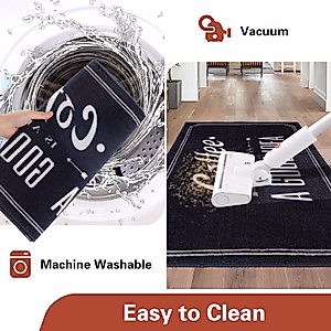 Carvapet 2 Pieces Non-Slip Kitchen Mat Set Rubber Backing Doormat Runner Rug Set, Fruit Design (Grey 15"x47"+15"x23")