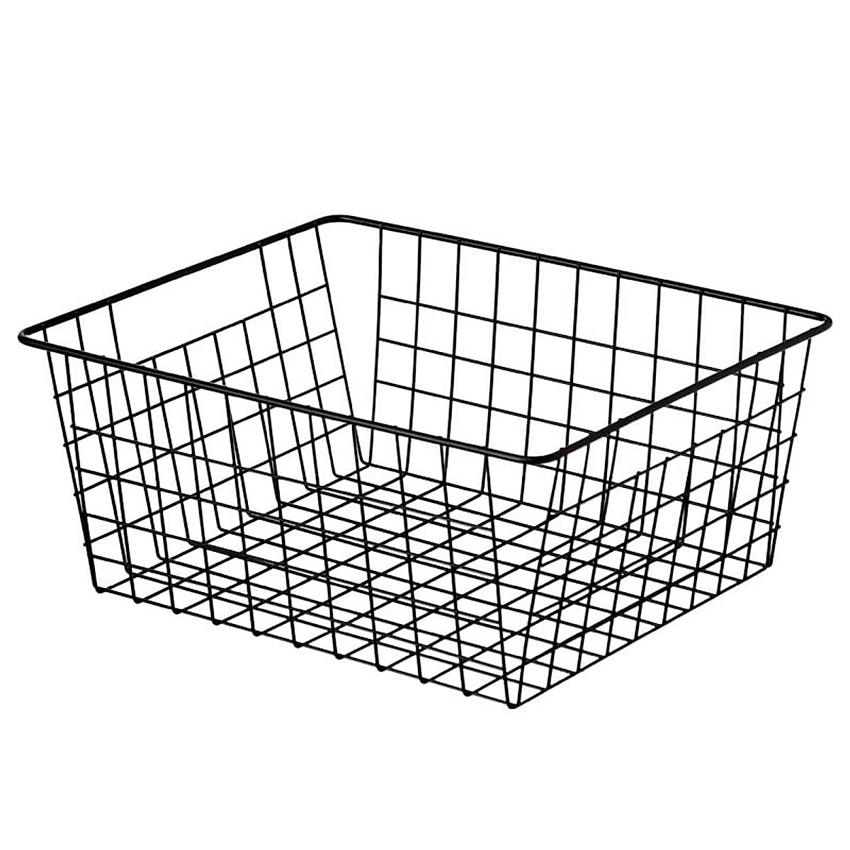 Aeggplant Kitchen Wire Baskets Farmhouse Decor Metal Food Storage Organizer,Household Refrigerator Bin with Built-in Handles for Cabinets,Pantry,Bathroom,Black