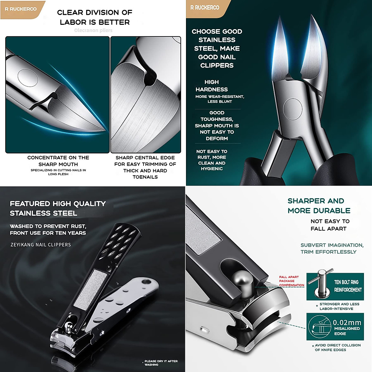 Nail Clippers Set 4Pcs Ingrown Toenail Nail File, Nail Cutter Surgical Stainless Steel Treatment Thick Nail Clipper, Fingernail Clipper for Men Seniors Skin Remover Metal Tin Box Suitable for Gifts