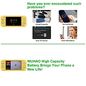 WUHAO HDH-003 Battery for Nintendo Switch Lite Battery Replacement [2025 Upgraded] Lite HDH-001 Replacement Battery with Adhesive Tape Tool Repair Kit