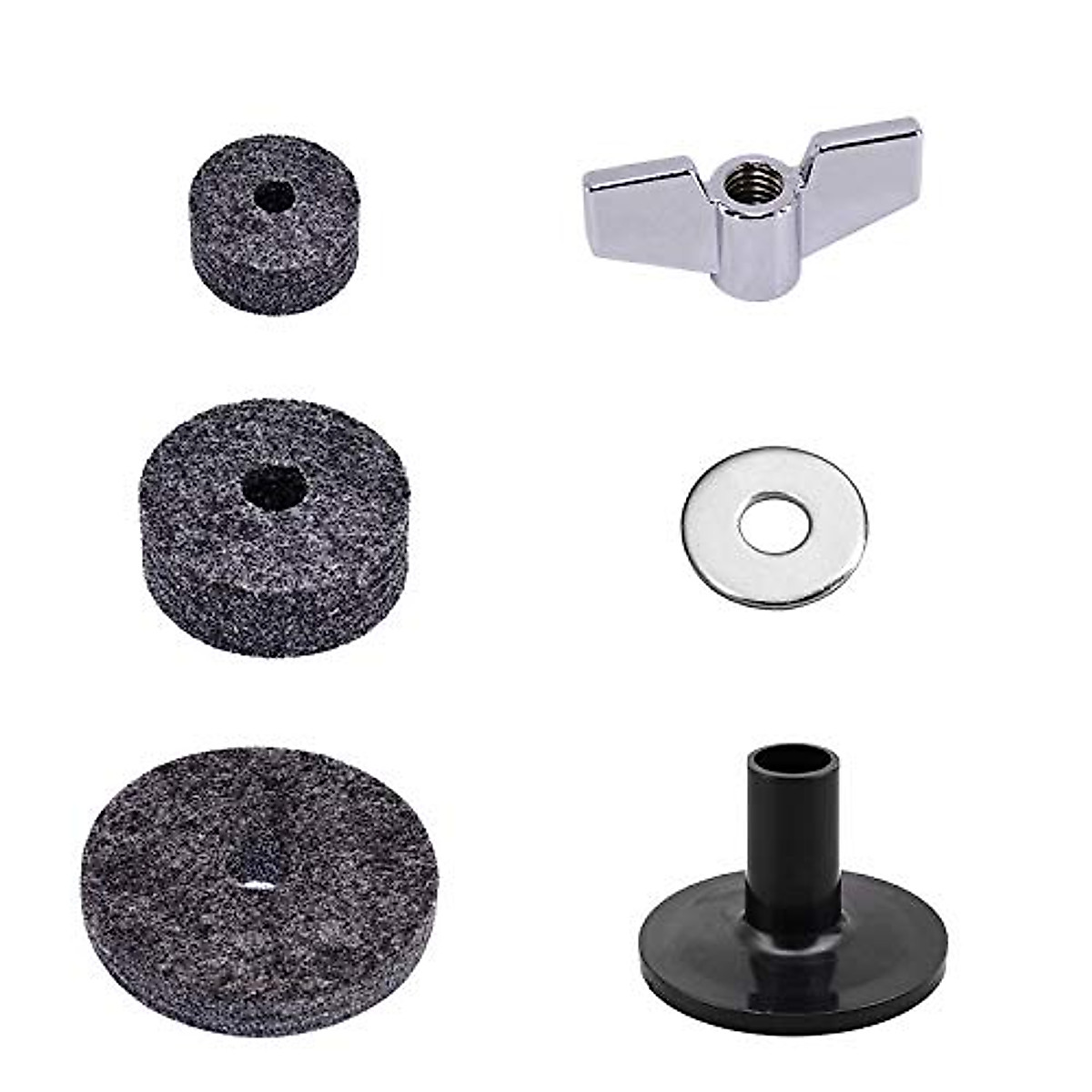 (21 Pieces) Cymbal Replacement Accessories, Cymbal Felts Hi-Hat Clutch Felt Hi Hat Cup, Felt Cymbal Sleeves with Base Wing Nuts, Washer, Sleeves and Base Wing Nuts Replacement for Drum Set