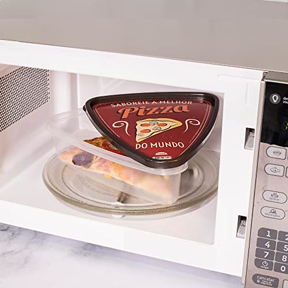 Pizza Slice Container Storage with Lids. Tray, Holder and Saver. 6 Plastic Packs to go. The Best Idea to Serve Pizza to Your Kids.