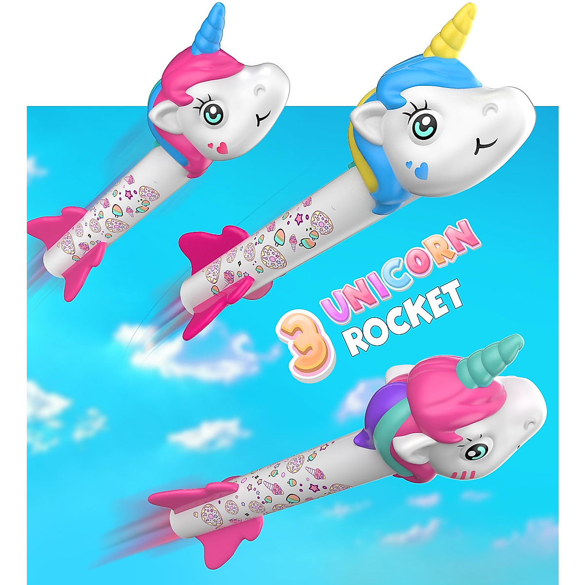 Huge Wave Unicorn Rocket Launcher for Kids, Stomping Launch up Toys, Birthday Gifts for Girls Ages 2 3 4 5 6 7 8 Years Old,Outdoor Toys