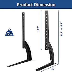 Rfiver Universal Table Top TV Stand Base TV Legs with Height Adjustment fits Most 32-55 Inch LCD LED Flat Screen TVs, Max VESA 800x400 mm, Mount Holds up to 88 lbs, Black