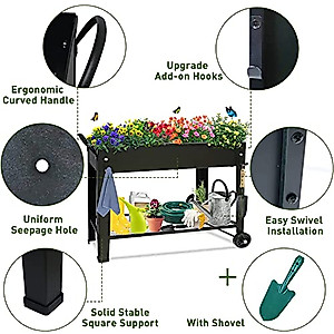 Fleecy day Raised Garden Planter Beds with Wheels Legs, Large Planters Box for Indoor Outdoor Plants,Metal Galvanized Elevated Rectangle Herb Planter Box for Vegetables Flower Patio 31.5" H