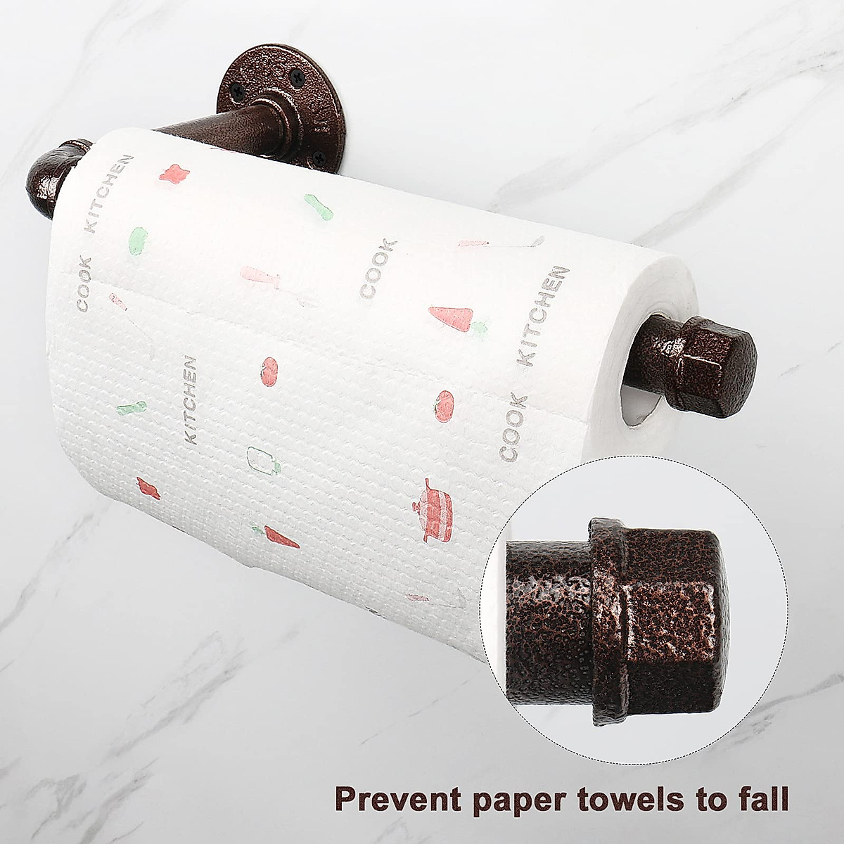 Jeasor Industrial Iron Pipe Kitchen Paper Towel Holder, Vintage Farmhouse Heavy Duty DIY Industrial Rustic Wall Mount Paper Towel Rack for Kitchen Bathroom(1, Bronze)