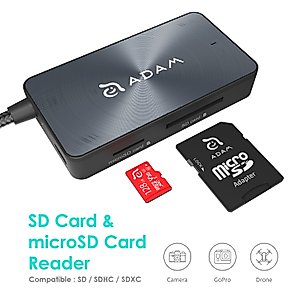 ADAM elements 5-in-1 USB C Hub - 80W USB C PD - SD Card/microSD Card Reader - 2 USB A 3.1 Ports - Portable, Durable Aluminum Case, Compatible for Mac, Windows, Chrome (CASA Hub PDC501, Silver)