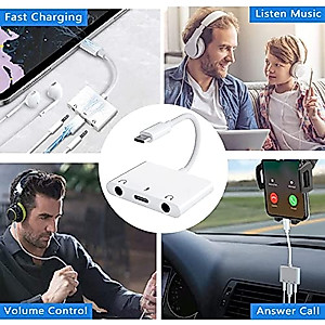 LecLooc USB C to 3.5mm Audio Adapter, 3 in 1 USB C to Dual 3.5mm Audio Jack and PD 60W Fast Charging Fit with Galaxy S22 Ultra S21 S20+ Ultra, Note 20/10,Pixel 7 6 5 4XL 3 XL 2XL,iPad Pro