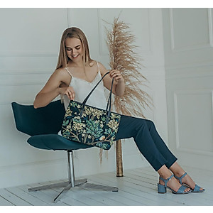 Signare Tapestry Shoulder Bag for Woman Travel or Work Tote Bags for Women In William Morris Blue Tree Of Life Design|COLL-ART-WM-TLBL