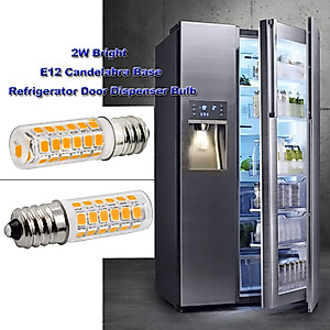 ZHENMING E12 Refrigerator Ice & Water Dispenser Light Bulb 120V 2W Equivalent 10W-20W Appliance Bulb, for Dryer Drum Light Chandeliers Home Lighting Warm White 3000K,2-Pack