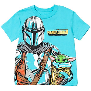 STAR WARS The Child The Mandalorian Little Boys T-Shirt and French Terry Shorts Outfit Set Blue/Gray 7-8