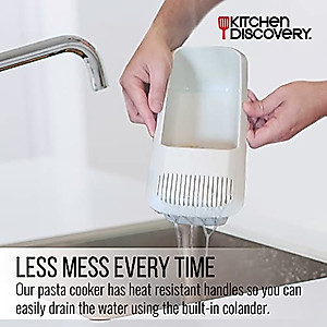 Kitchen Discovery Microwave Pasta Cooker- No Boil, No Mess, No Stick Pasta Cooker With Strainer Ready In As Little As 10 Minutes for up to 4 Servings