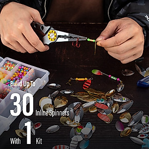 Dr.Fish 1410 Pieces Spinner Making Kit with Tackle Box Walleye Rig Lure Making Supplies Spinner Blades Lure Bodies Rig Floats Spinnerbait Shafts Freshwater Bass Fishing Materials