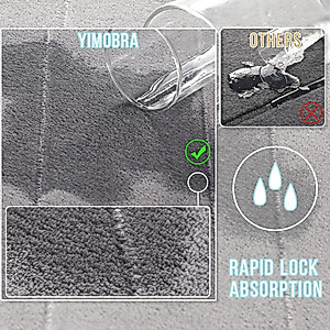 Yimobra Memory Foam Bath Mat Rug, 24 x 17 Inches, Comfortable, Soft, Super Water Absorption, Machine Wash, Non-Slip, Thick, Easier to Dry for Bathroom Floor Rugs, Grey