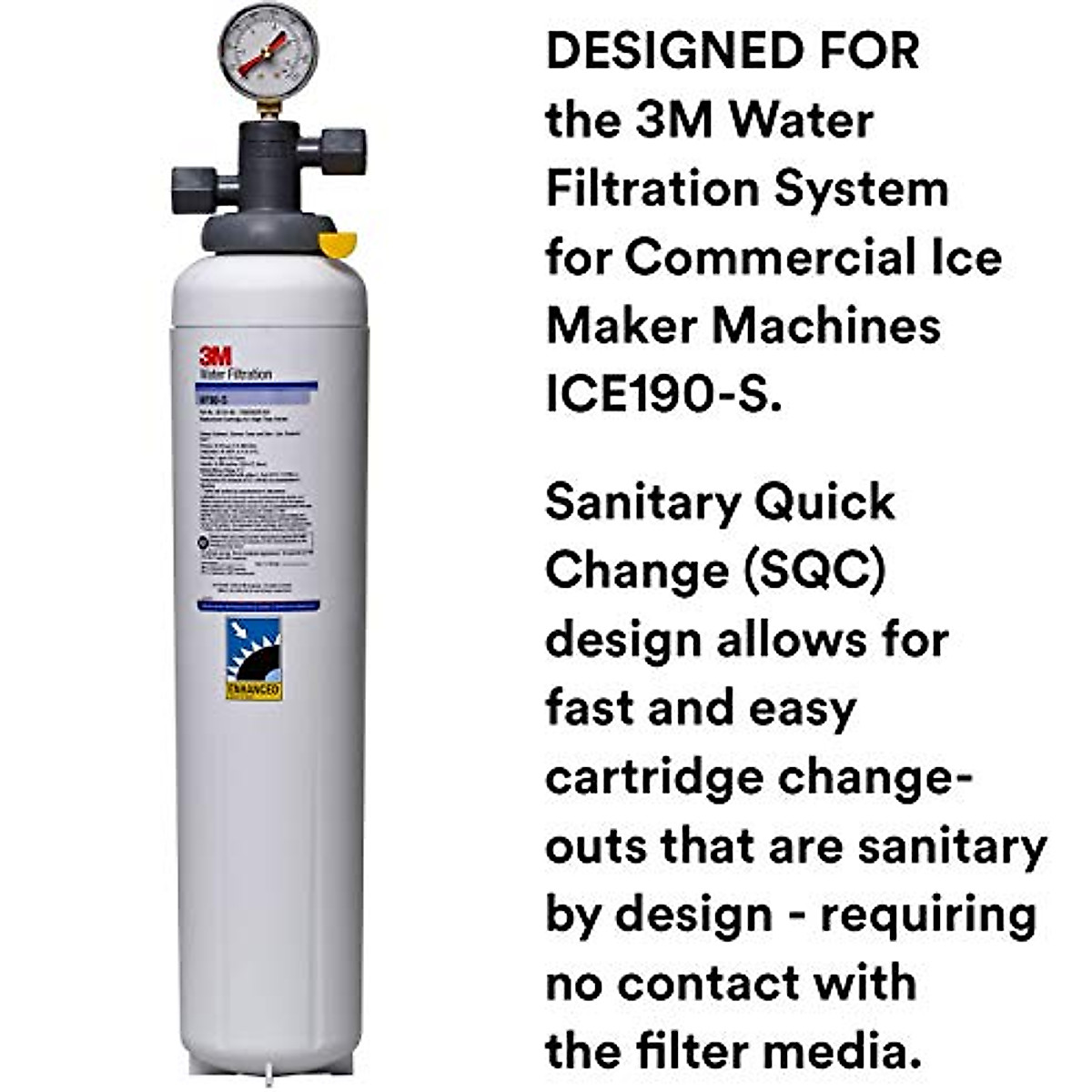 Aqua-Pure Water Filtration Products Replacement Cartridge for Commercial Ice Maker Machines HF90-S for High Flow Series ICE190-S, Reduces Bacteria, Sediment, Chlorine Taste and Odor