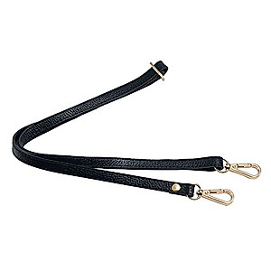VanEnjoy Full Grain Leather Adjustable Replacement Strap Cross Body Bag Purse, 26-51 inch Gold Hardware 1.2 CM Width (Black-Gold Buckles)