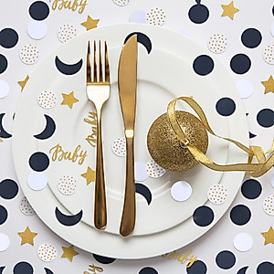 400 Pcs Navy Blue Baby Shower Confetti Moon and Star Baby Shower Decorations Eid Ramadan Mubarak Decoration Gold White Star Moon Confetti Scatter for Gender Reveal Decor