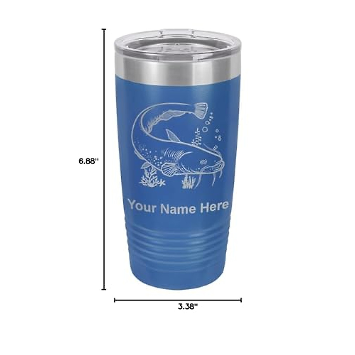 LaserGram 20oz Vacuum Insulated Tumbler Mug, Catfish, Personalized Engraving Included (Dark Blue)