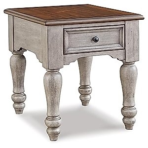 Signature Design by Ashley Lodenbay Classic Farmhouse End Table with 1 Drawer, Antique Gray & Brown