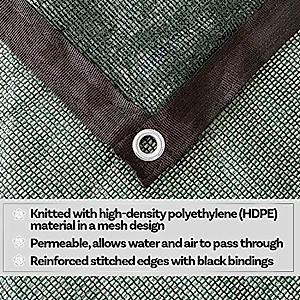 Alion Home 75% Sunblock Garden Net Sun Shade Plant Cover Durable Shade Net Screen for Garden, Greenhouse, Flower, Trees, Fence - Green (6' x 5')