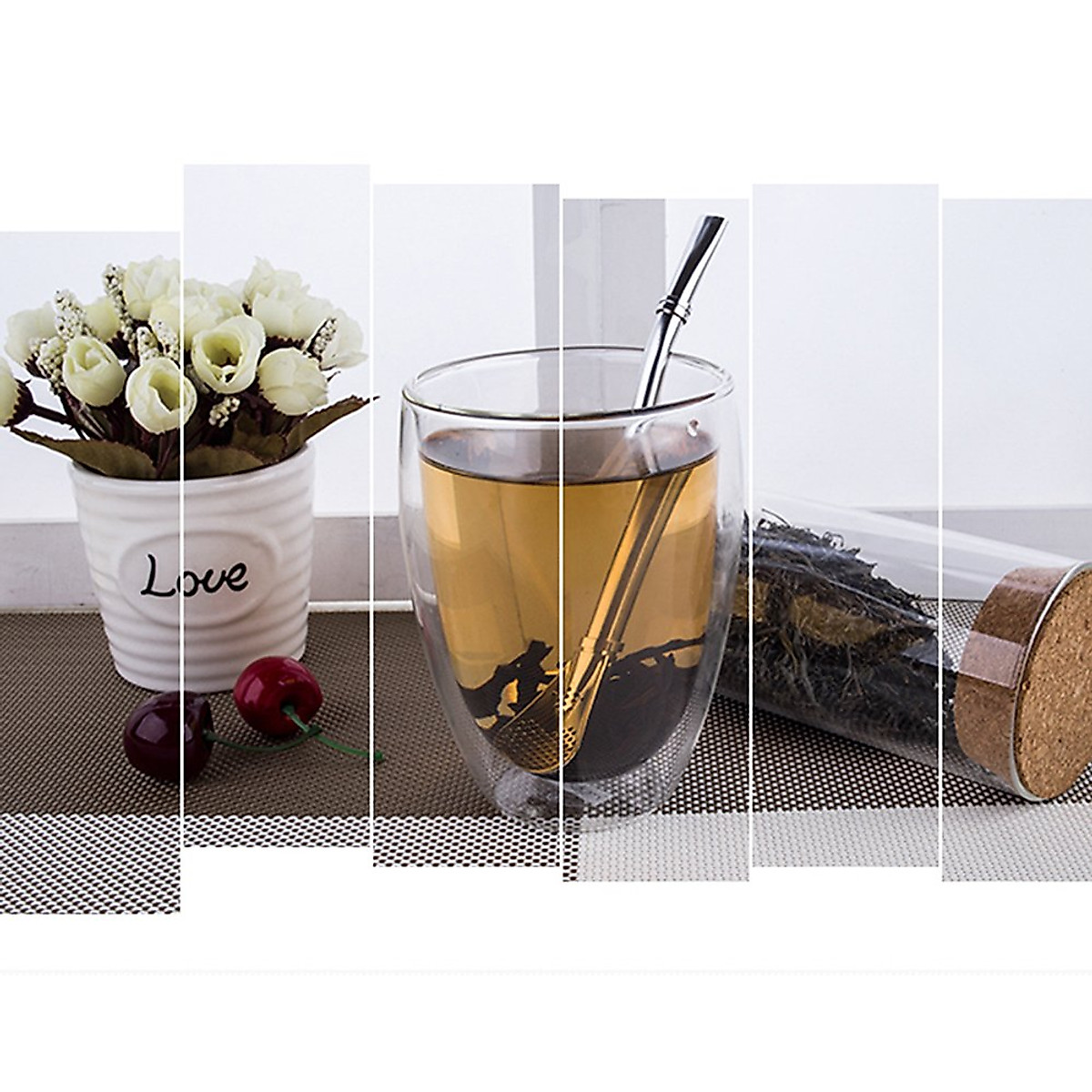 Hihelp 4 PCS Stainless Steel Straws Yerba Mate Bombilla Drinking Straws Free Cleaning Brush Include, Colorful, 6 Piece Set