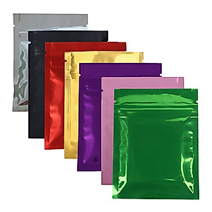 QQ Studio 100 PCS Smooth Silver Dual-Sided Foil Resealable Top Pouches Exterior Size 7.5x10cm (3x4)