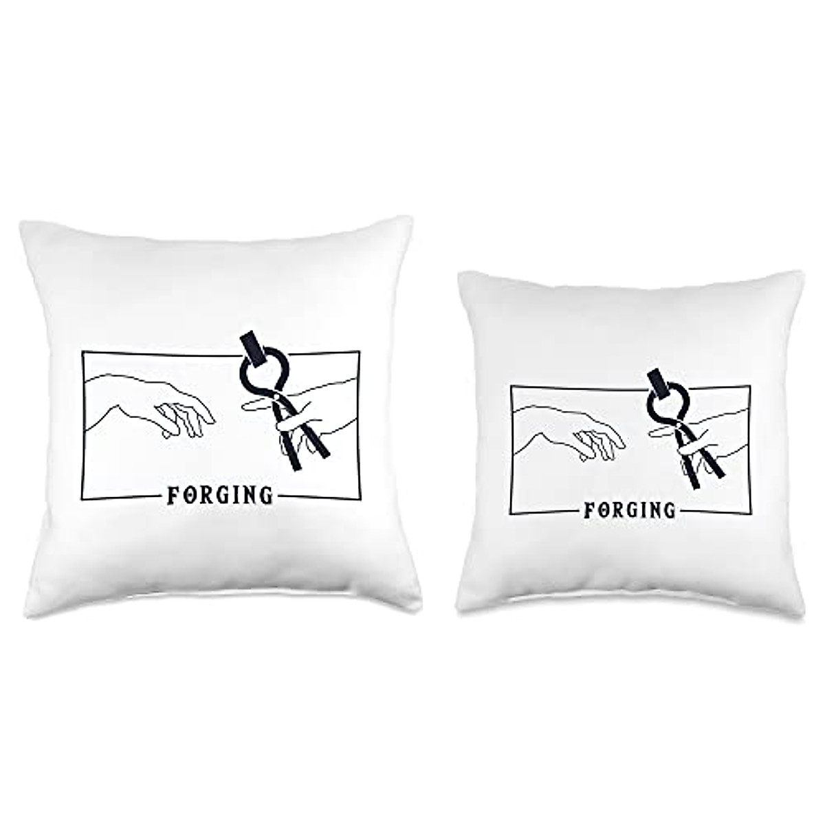 Forging Tools Equipment Kit Gifts For Beginners Michelangelo Creation of Adam Forging Blacksmith Throw Pillow, 18x18, Multicolor